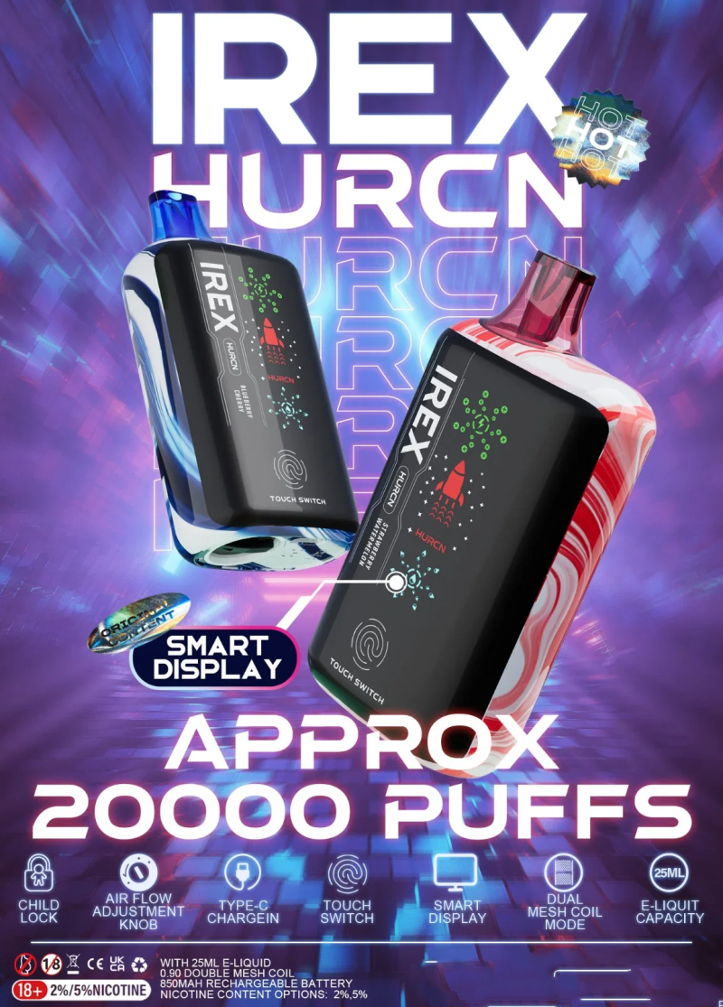 The iRex Hurcn 20000 Puff Disposable Vape Review - 420 Vape World